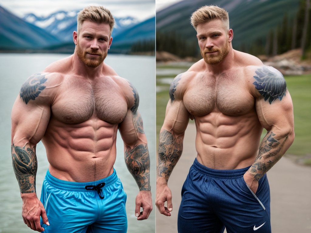 Big muscle Man with tattooe ín alaska