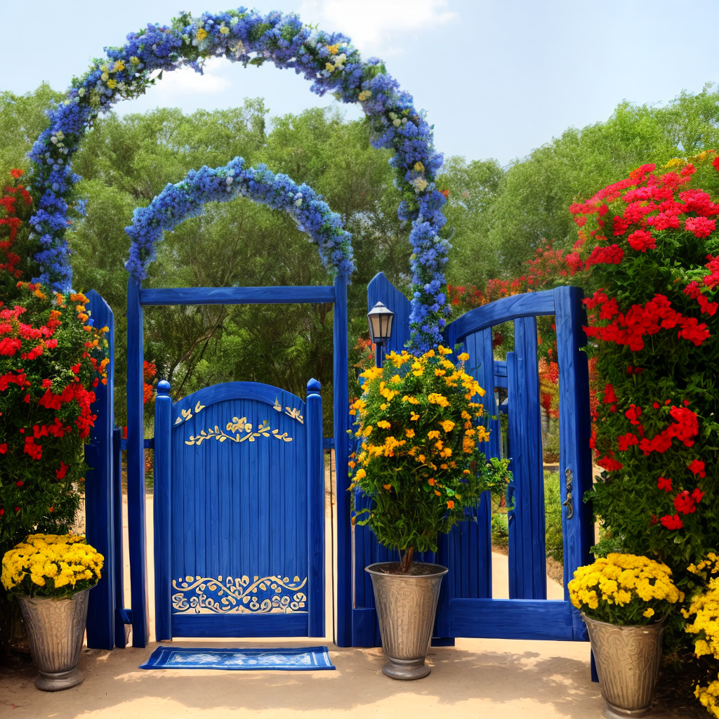 wedding entry gate for haldi (use blue colour flowers) create beautiful ...