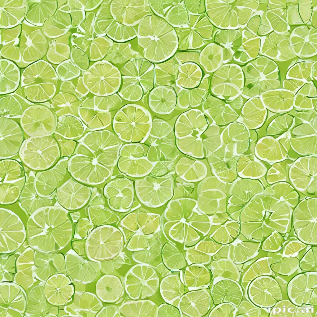 A Vibrant Collection of Fresh Lime Slices on a Bright Green Background.