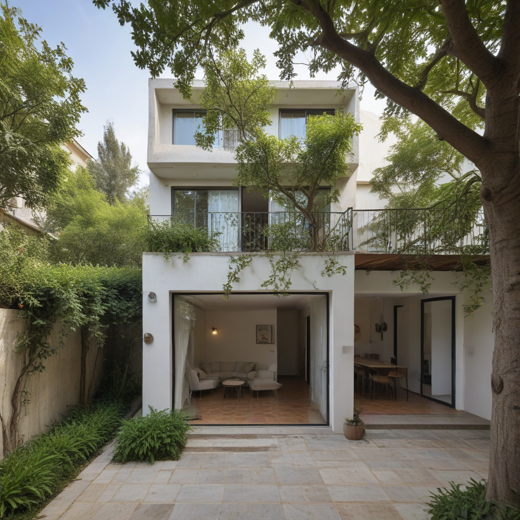 Casa pequeña de dos pisos con jardin en el padio delantero y trasero ...