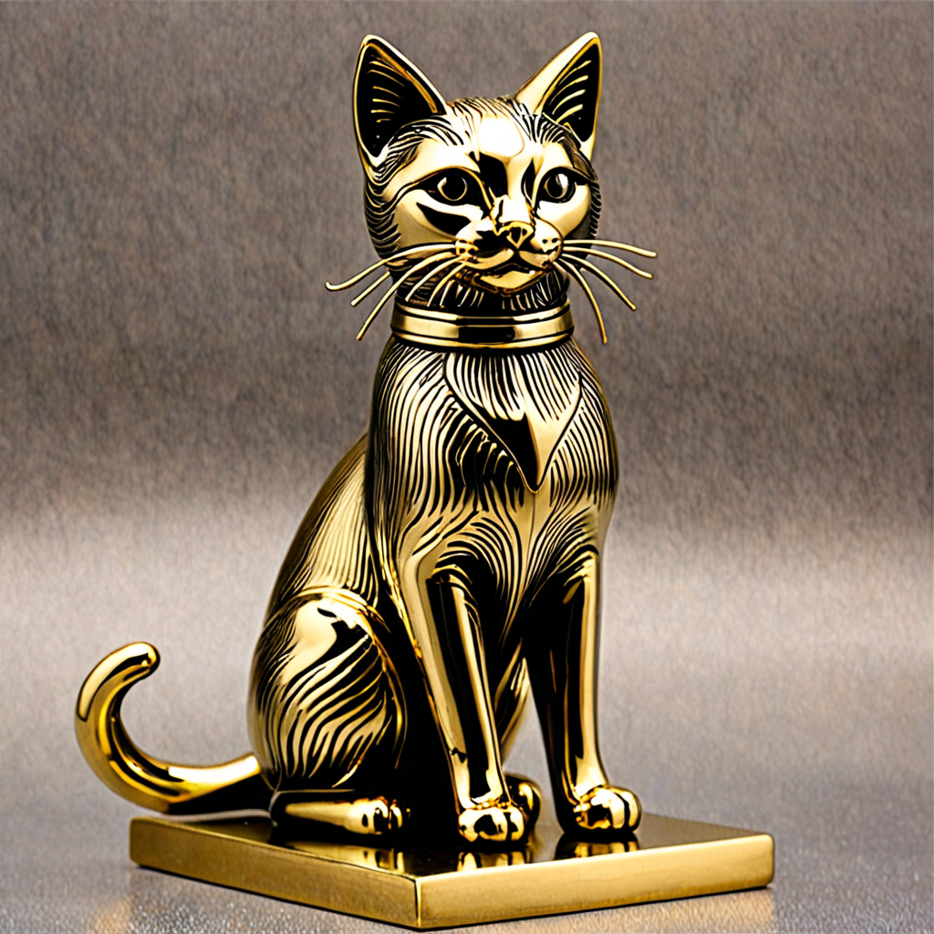 3 metallic cat statue awards