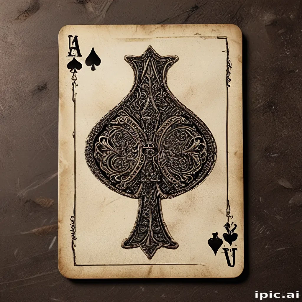 Intricate Vintage Playing Card Design Featuring the Ace of Spades