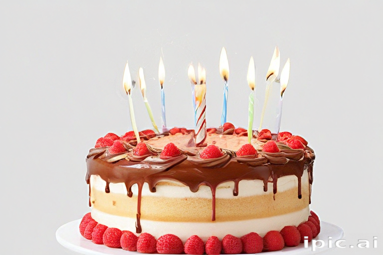 Delicious Chocolate Raspberry Cake with Colorful Candles for a Special ...