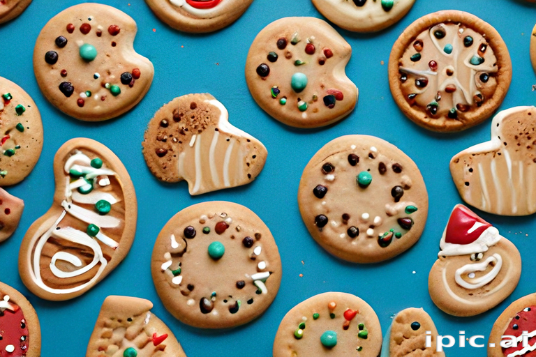 A Festive Array of Colorful Holiday Cookies Decorated with Cheerful Icing.