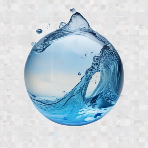 Captivating Sphere of Water with a Dynamic Wave and Crystal Clarity