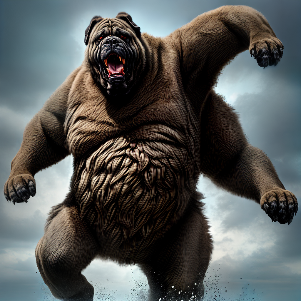 an angry king mythological animal of English mastiff , completely ...