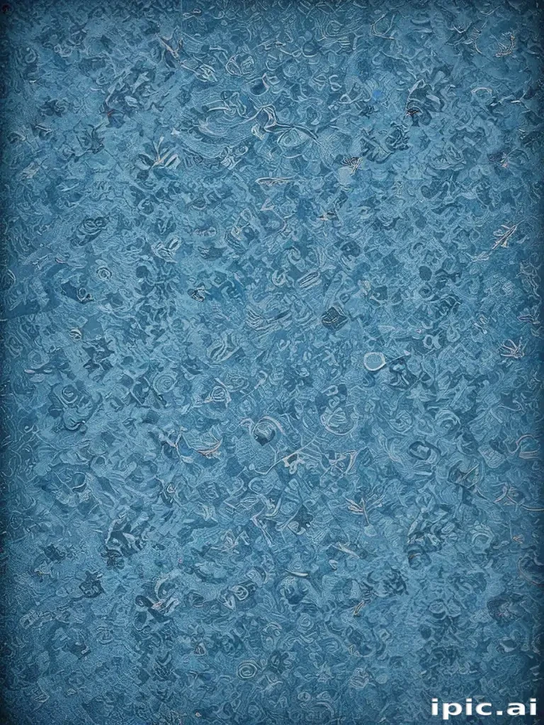 Intricate Blue Pattern Featuring a Variety of Artistic Designs and Textures