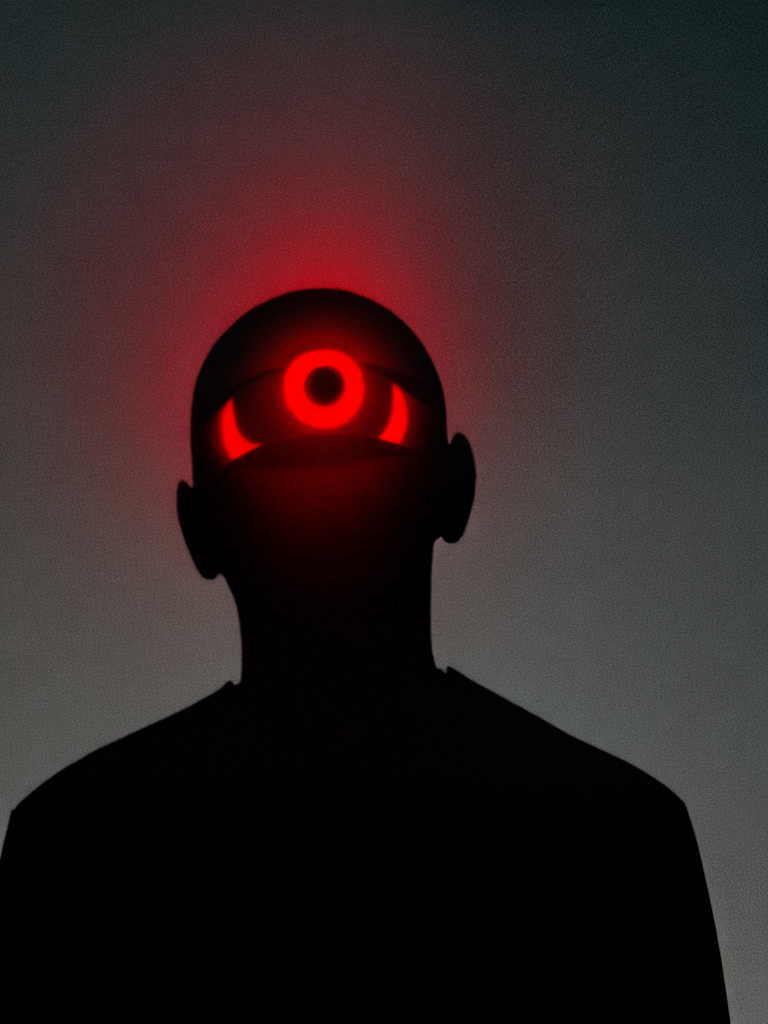 scary shadow man with red eyes