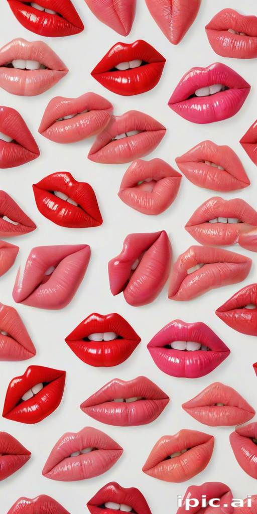 Colorful Array of Lips Featuring Various Shades and Textures of Lipstick