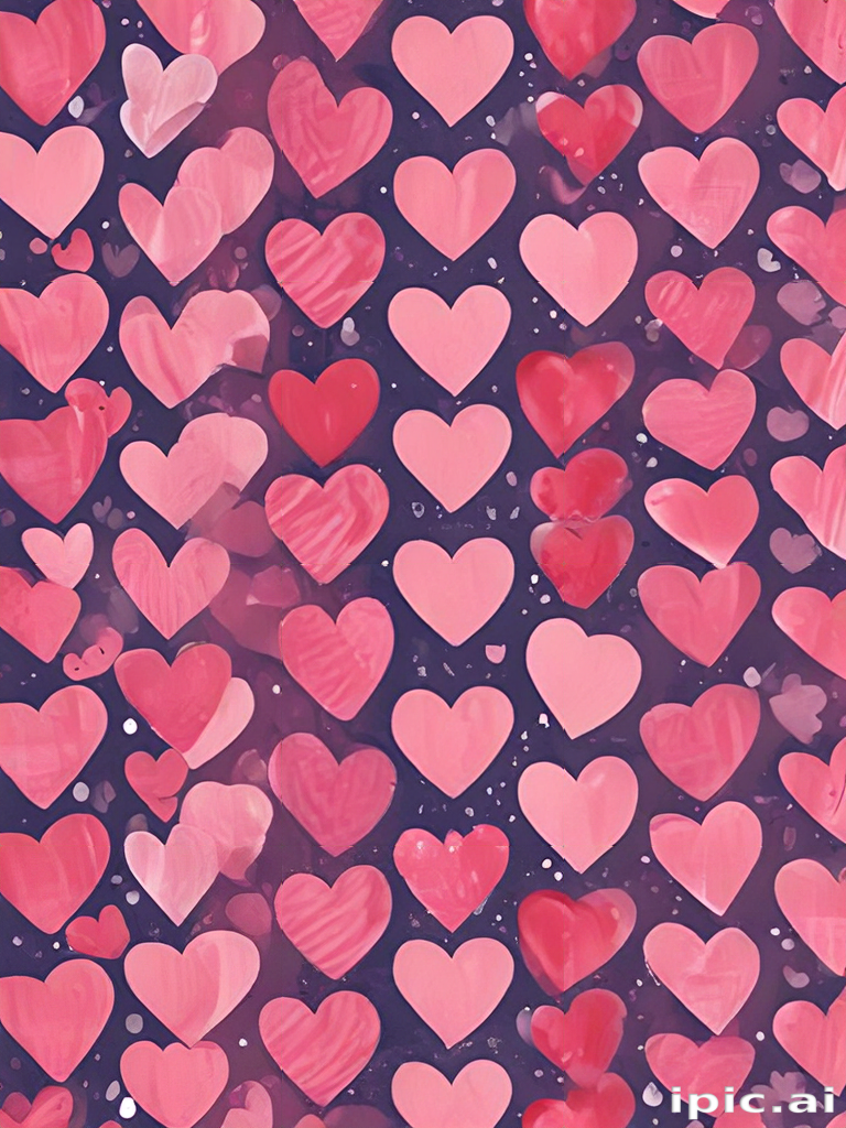 A Colorful Pattern of Hearts in Various Shades of Pink and Red.