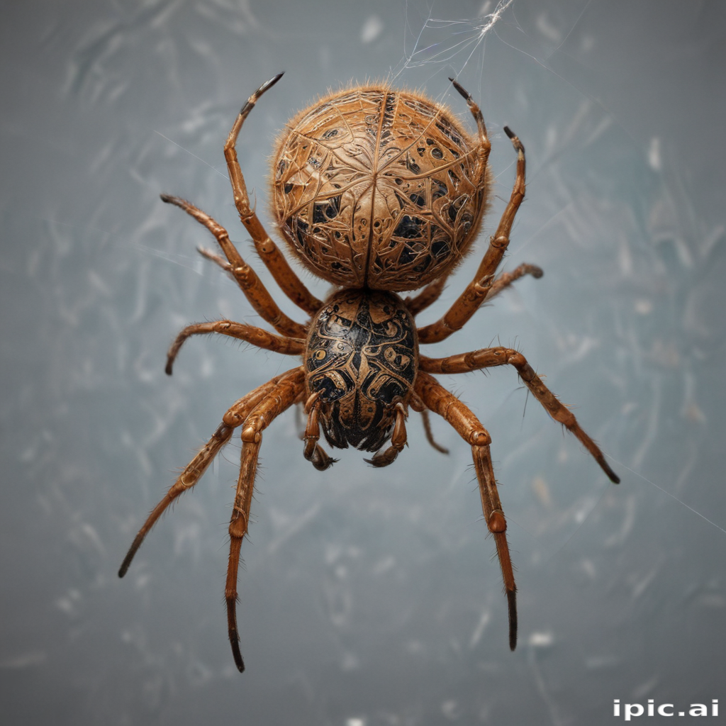 Intricate Details of a Unique Spider Hanging in Its Web
