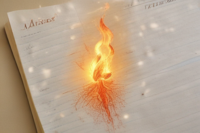 A Glowing Flame Emerges from the Pages of an Ancient Book