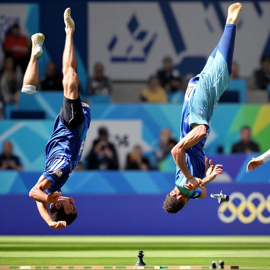 Photo of a chess player doing a triple backflip in Olympic Games 2032 ...