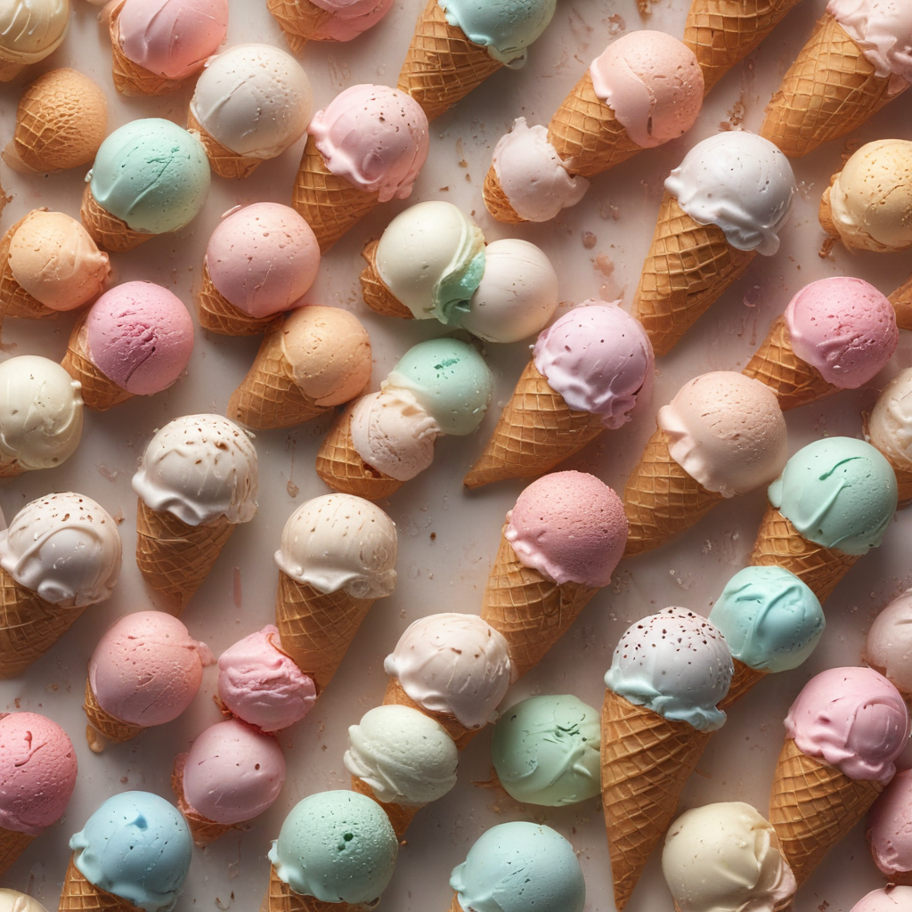 A Colorful Array of Ice Cream Cones in Various Flavors and Toppings.