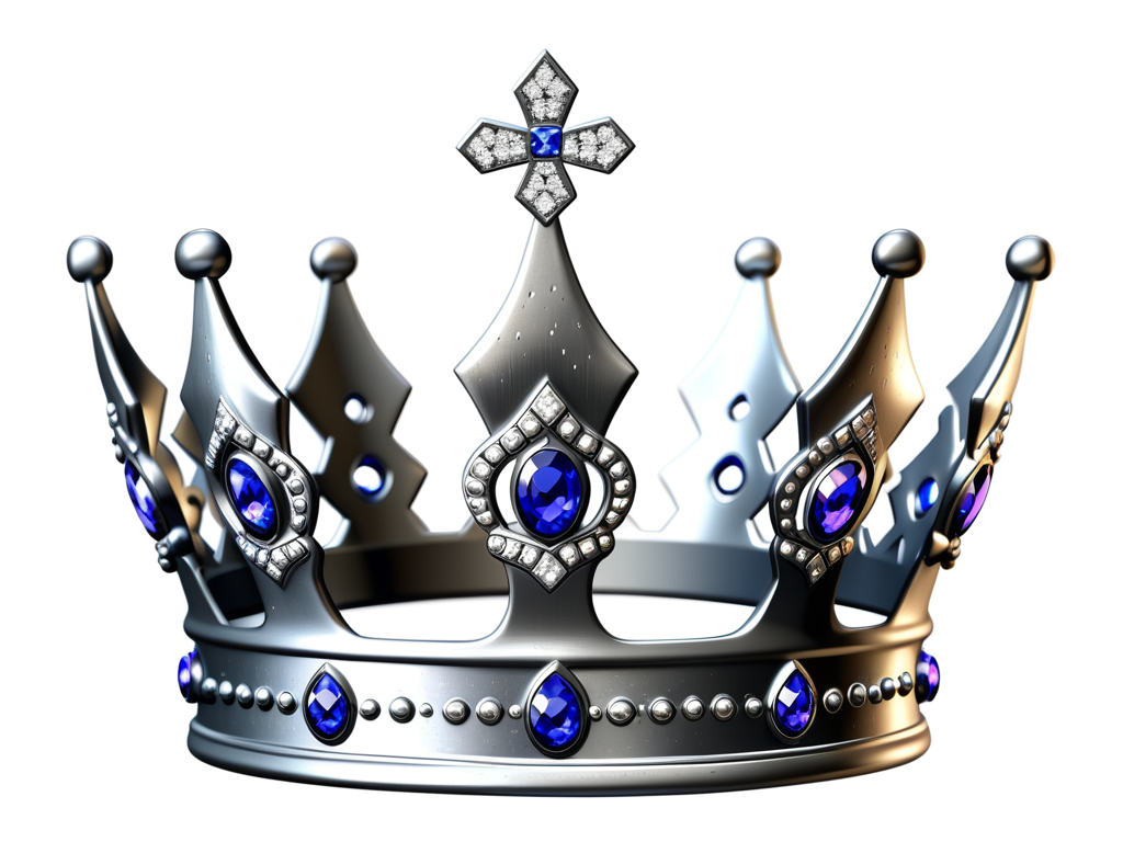 A Stunning Silver Crown Adorned with Sparkling Blue Gems and Diamonds.