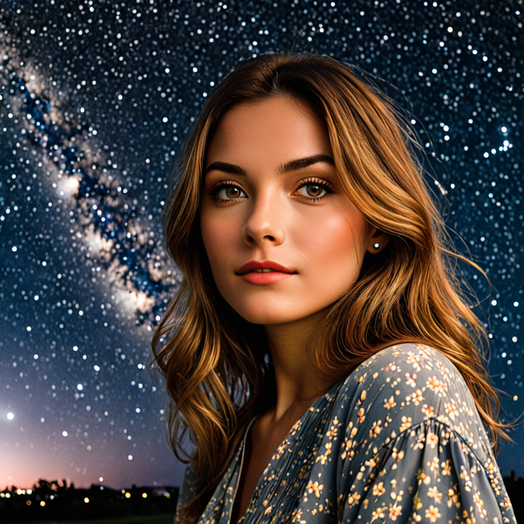 night sky with nice girl