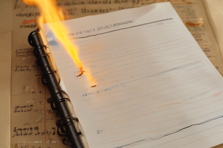 An Unwritten Story: Pages Burn as Creativity Ignites in Flames