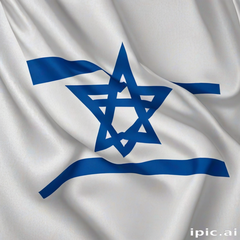 National Flag of Israel Featuring Blue Star and Horizontal Stripes