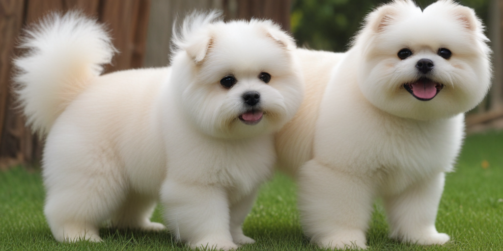 Adorable Fluffy Puppies Playfully Enjoying a Sunny Day Outdoors Together