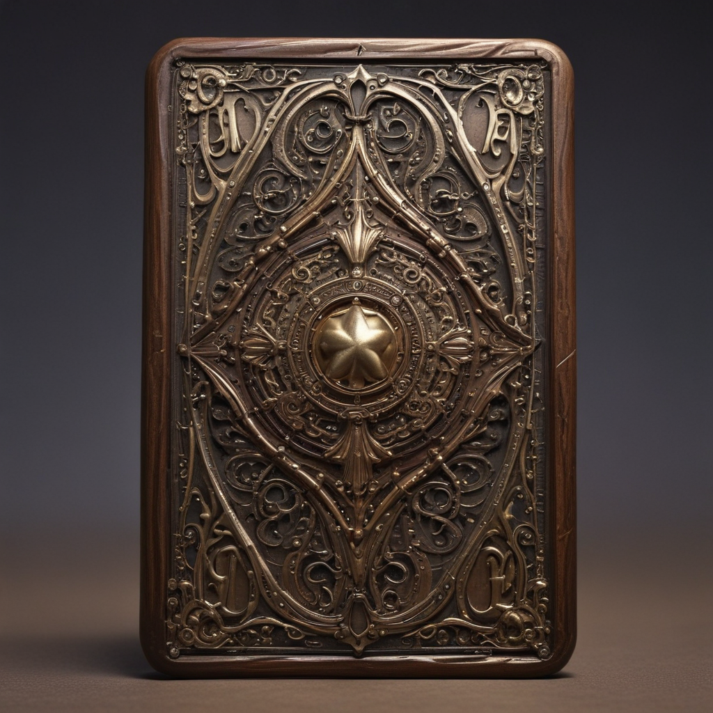Intricately Designed Antique Book Cover Featuring Ornate Brass and Wood ...