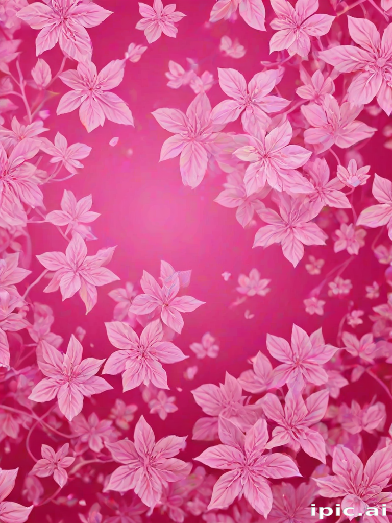 Vibrant Pink Floral Background with Delicate Blossoms and Lush Greenery