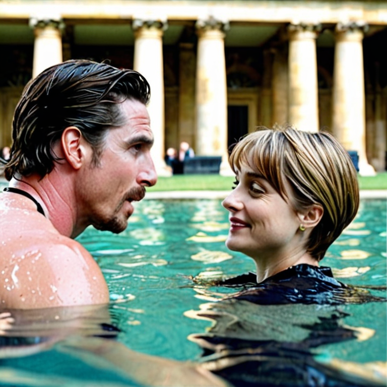 bruce wayne christian bale and allison mack together mouths, closely ...