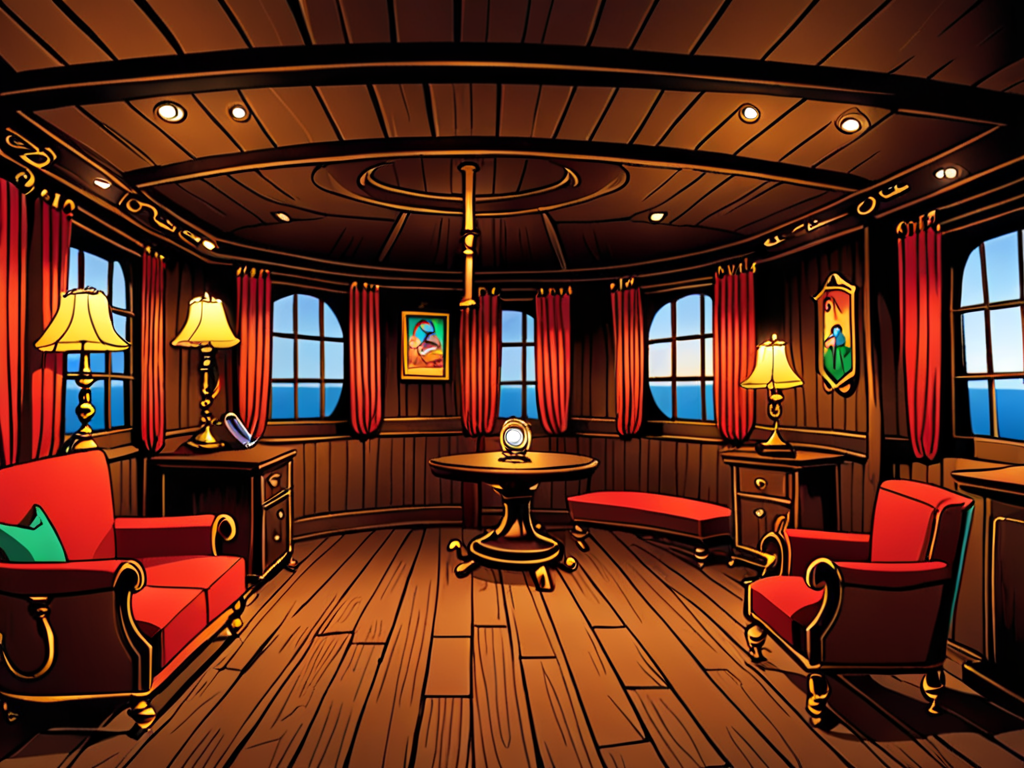 Interior of Captain Hook's state room on the pirate ship from the ...