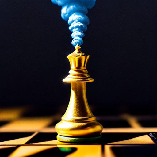 a golden hyper-realistic chess pawn, only one single piece, covered in ...