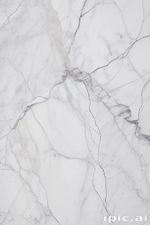 Elegant White Marble Surface with Intricate Gray Veins and Patterns.