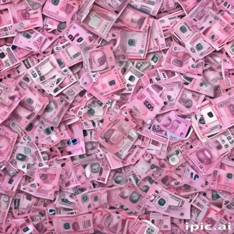 A Vibrant Collection of Pink Currency Notes Piled Together Creatively