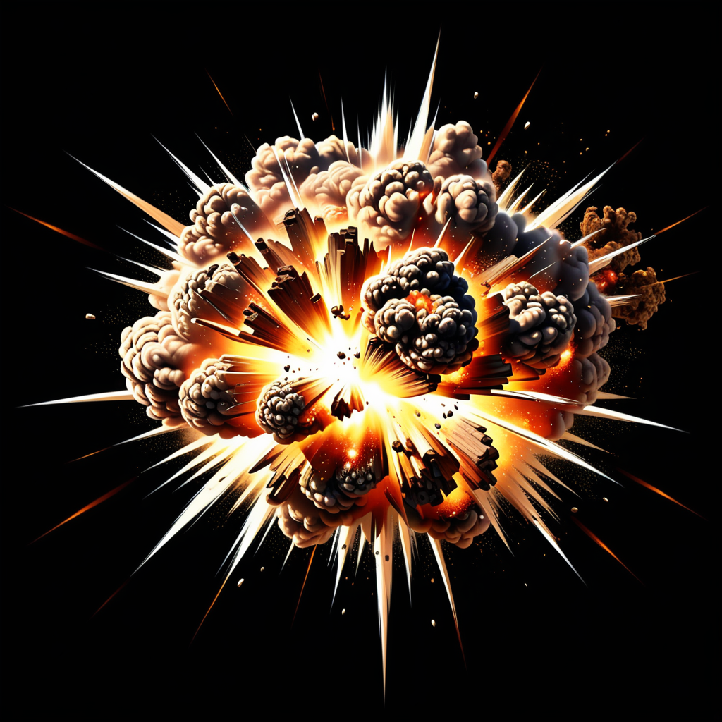 Explosive Detonation Creating a Massive Fireball and Shockwave Effect