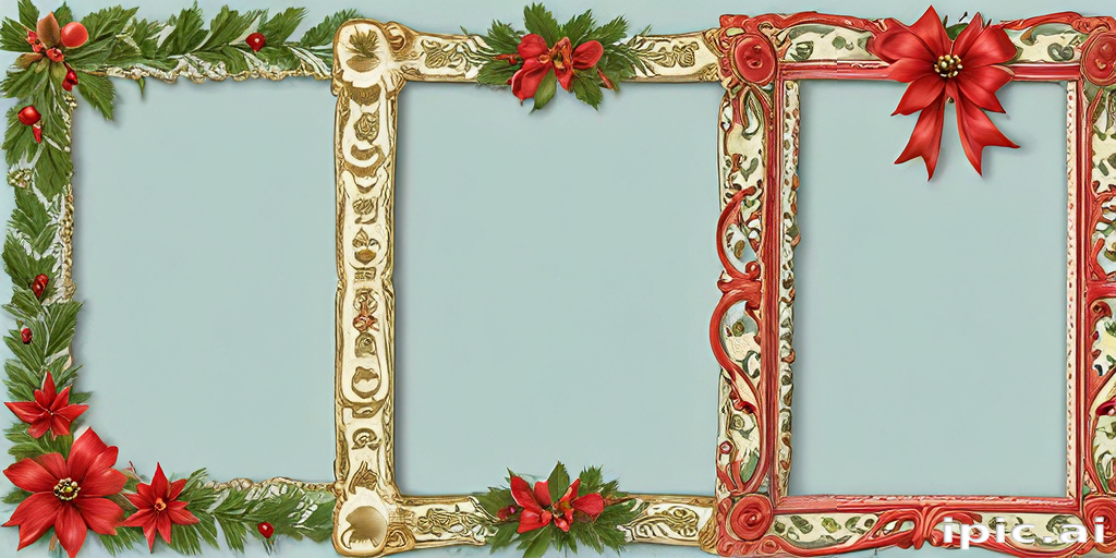 Elegant Holiday Frames Adorned with Festive Decorations and Vibrant Colors