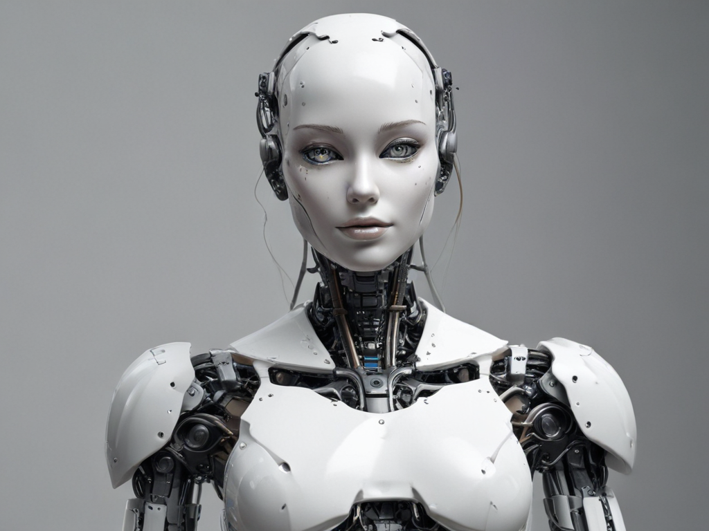 Beautiful humanoid robot, heavily built