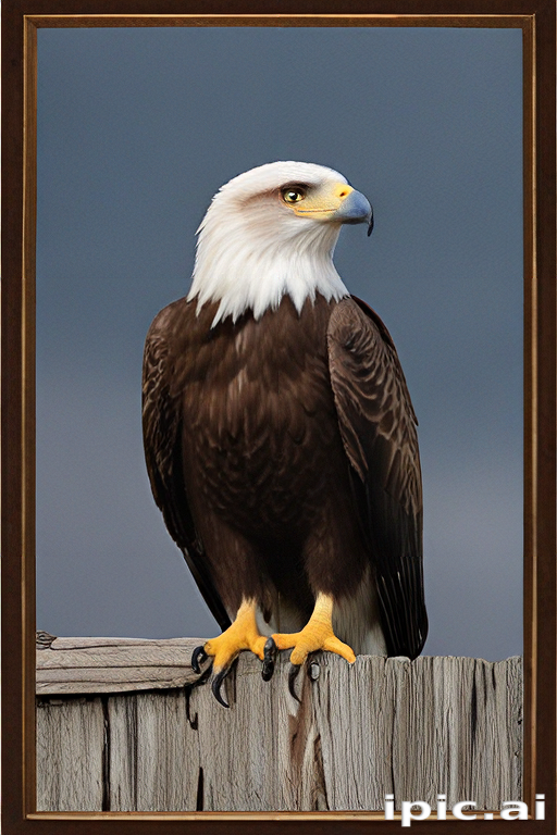 A Majestic Bald Eagle Perched Gracefully on a Weathered Wooden Post
