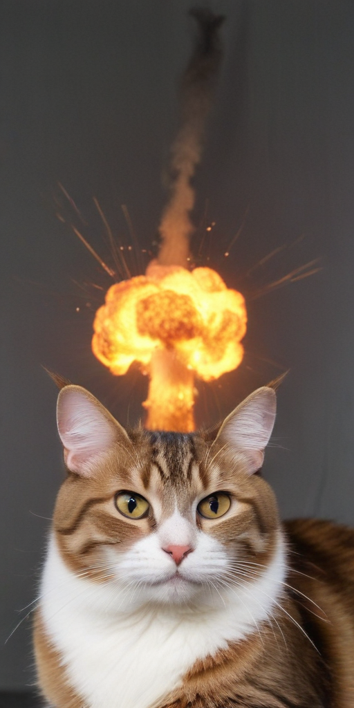 a cat whit a nuke
