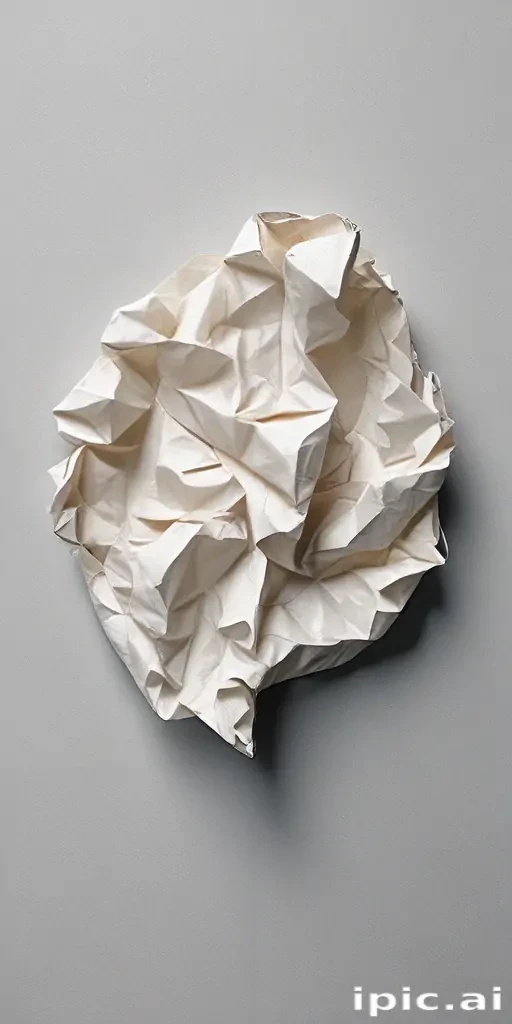 The Intriguing Texture of a Crumpled White Paper Ball Against Gray ...