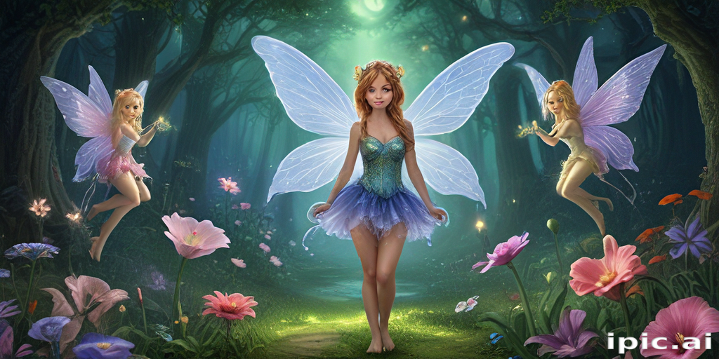 Enchanting Fairies Dancing in a Magical Forest Filled with Flowers