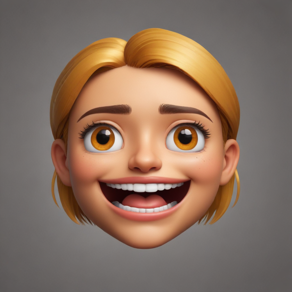 Joyful Animated Character with Bright Eyes and Cheerful Smile Expression