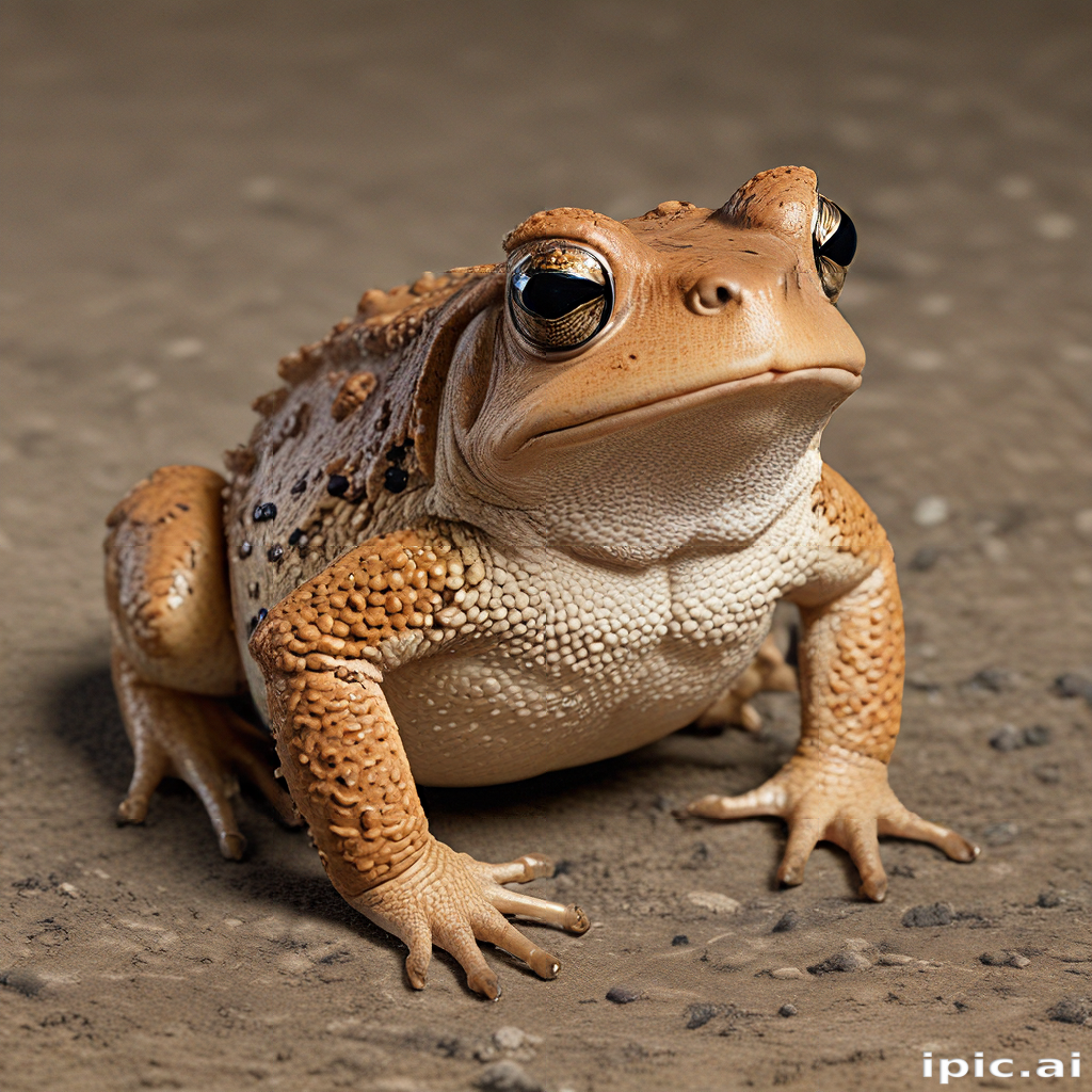 A Close-Up Portrait of a Curious Toad on a Textured Surface.