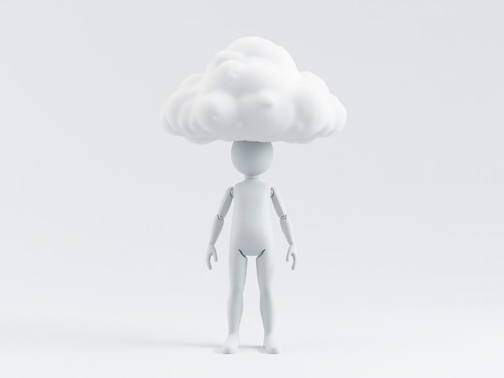 A Playful Character with a Fluffy Cloud Sitting on Its Head
