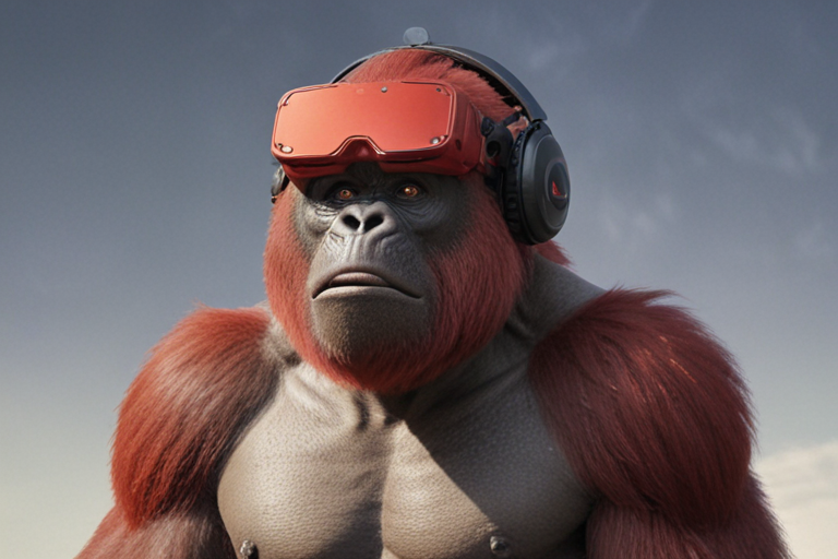Big red gorilla with an red vr on