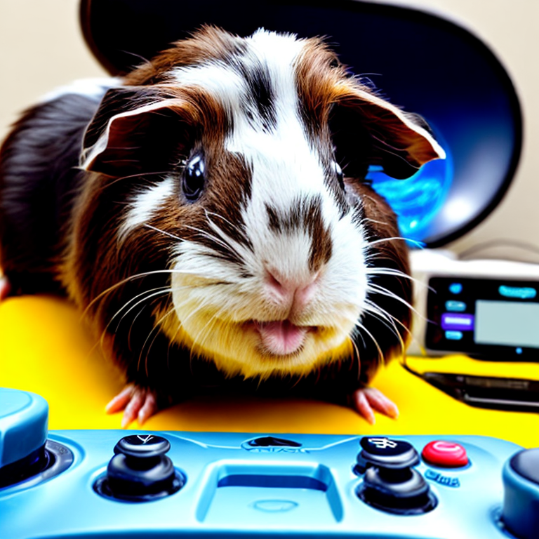 guinea pig playing video game