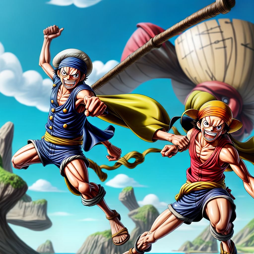 Generate some images of One Piece character Usopp in an epic battle ...