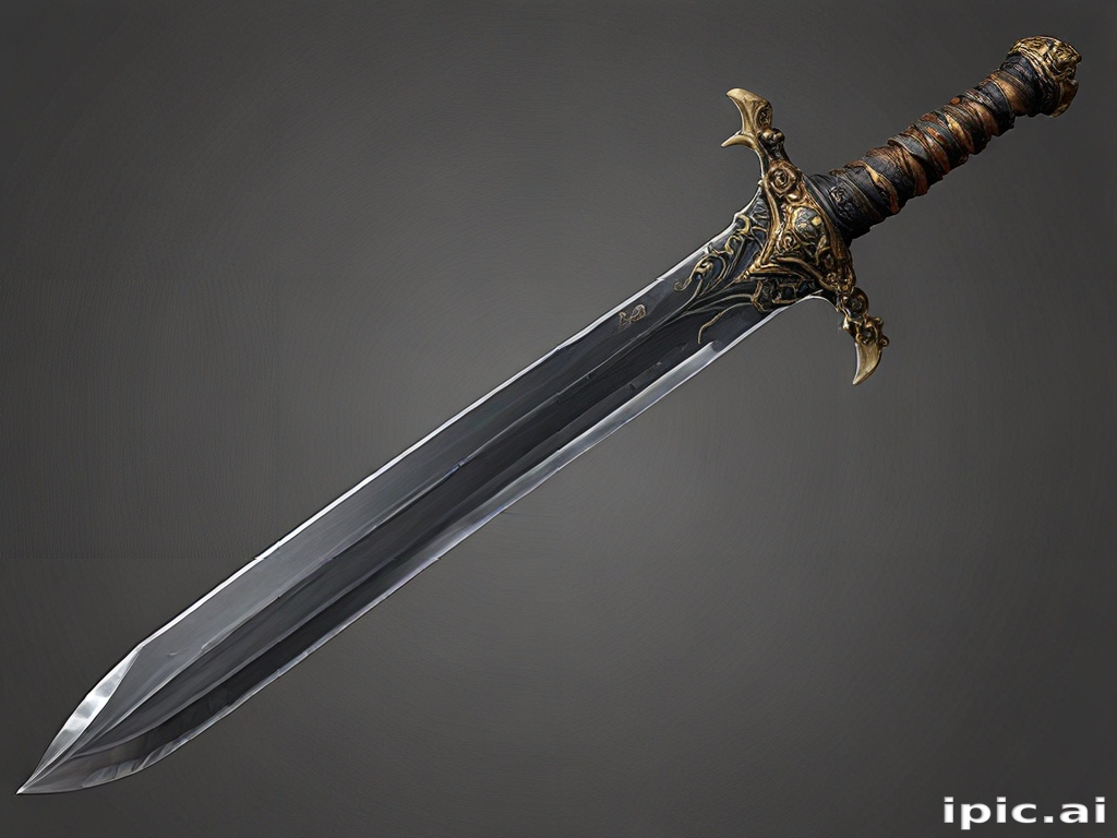 Exquisite Fantasy Sword with Intricate Details and Ornate Handle Design