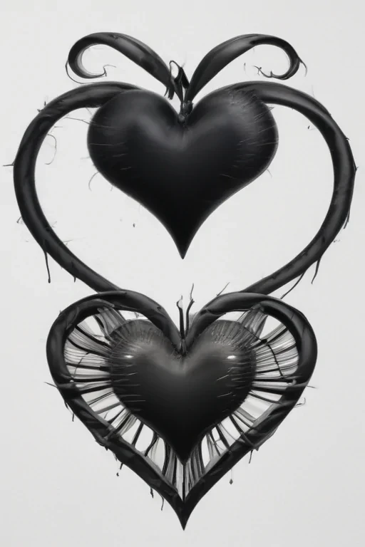 Intricately Designed Black Hearts Intertwined with Elegant Swirling ...