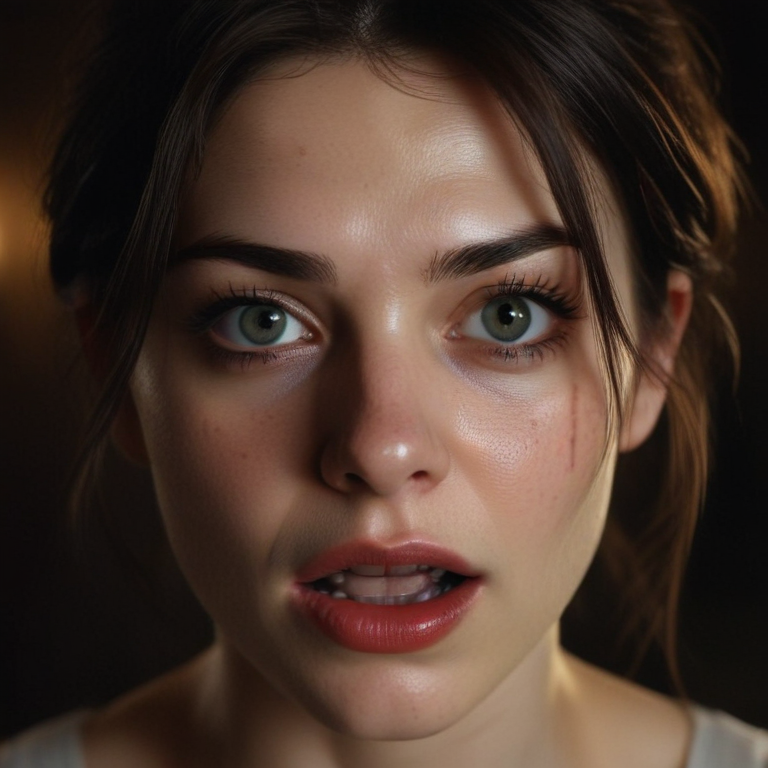 Captivating Portrait of a Woman Expressing Surprise and Intrigue in ...