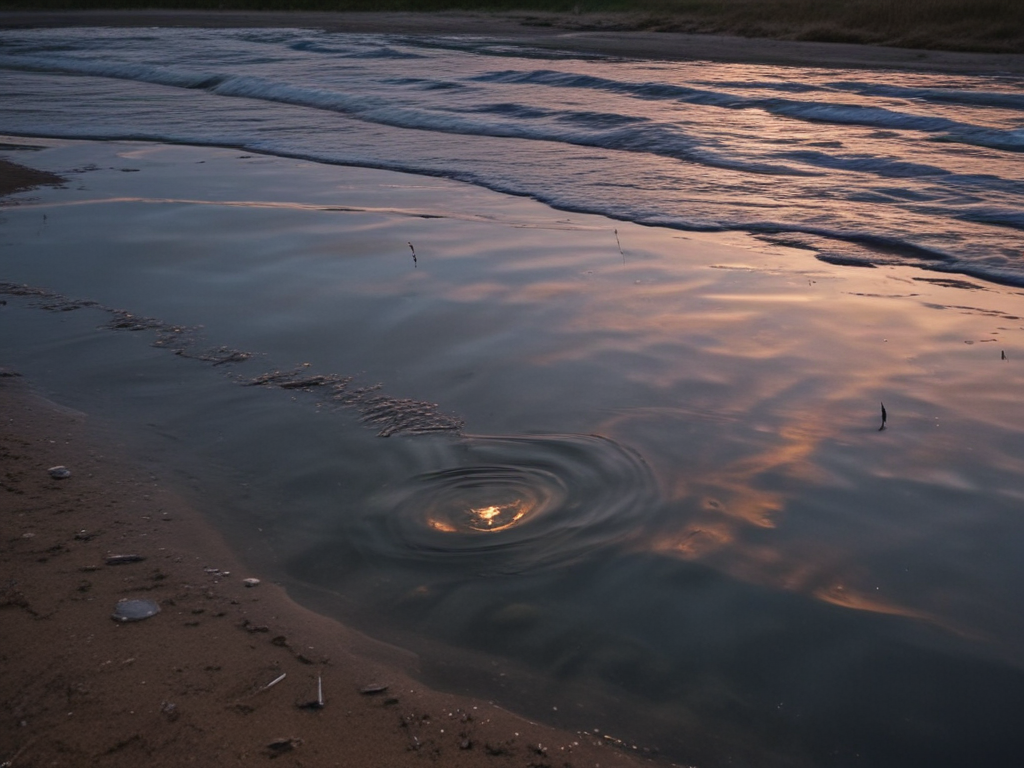 A ripple disturbs the water, followed by a faint, ghostly glow beneath ...