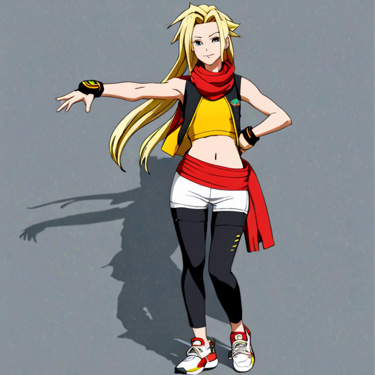 rikku. Full body. stretching pose. White. blonde mid-long hair dreads ...