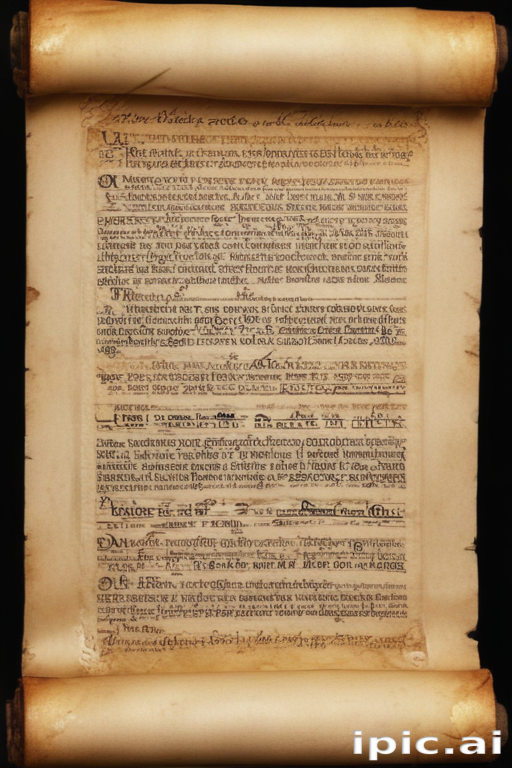 Ancient Manuscript Scroll Featuring Intricate Calligraphy and ...