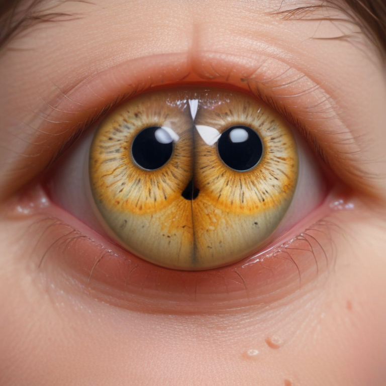Close-Up of a Strikingly Unique Eye with Cat-Like Features and Colors